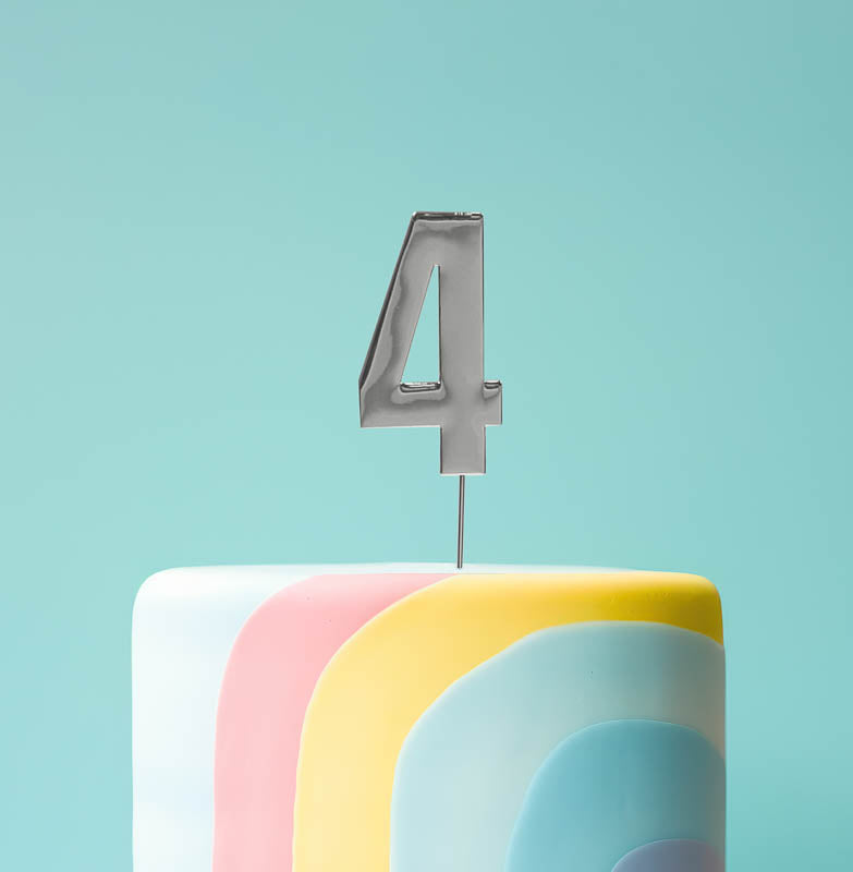 Cake Topper Bold Silver Number 4 – Ipswich Cake Room